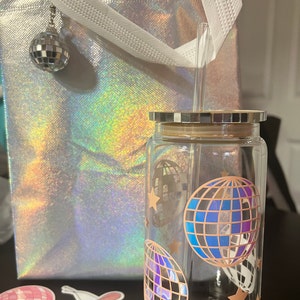 Disco Glass Cup, Groovy 70s Glass Can Cup, Disco Ball Beer Glass ...