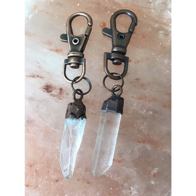 Quartz Crystal Keychain Raw Crystal Keychain Quartz Crystal Key Clip ...
