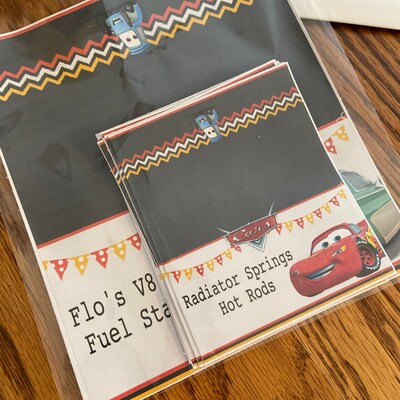 Disney Cars Food Tents Chalkboard Set 2 Cars Food Labels Disney Cars ...