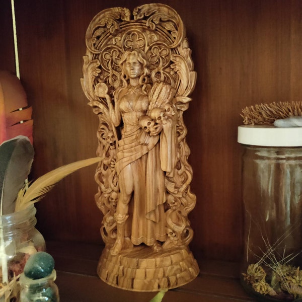Persephone With Skull Wood Statue - Greek Goddess Altar Decor - Etsy