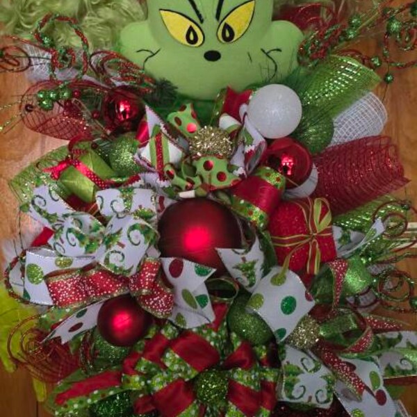 Green Monster Head, Bright Green Christmas Ornament for Tree, Green ...