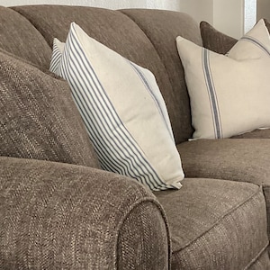 Grain Sack & Ticking Pillow Cover Farmhouse Pillow Cover Blue 3 Stripe ...