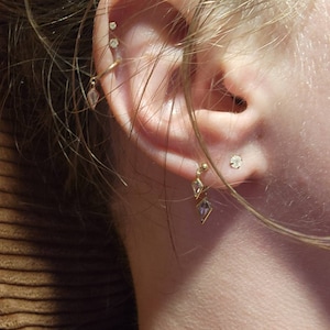 NEW 14K Solid Gold Vertical Helix Chain Piercing Unique Gold Barbell ...