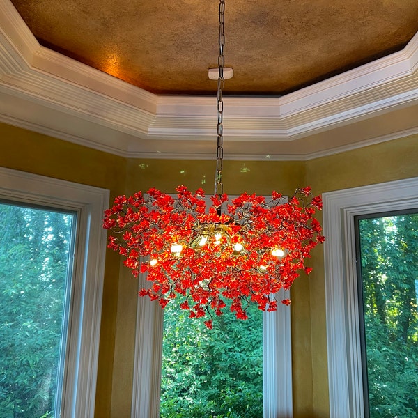 Red Light Fixture, Modern Hanging Chandeliers for Dining Room, Living ...