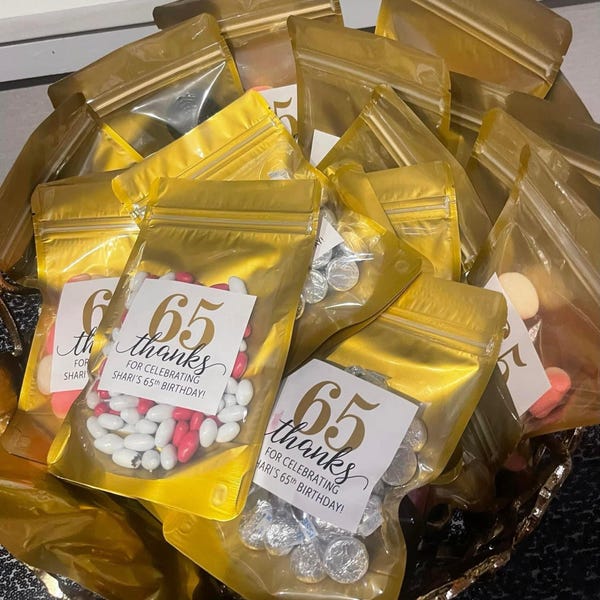 Birthday Party Favor Bags - Milestone Birthday Candy, Treat, Popcorn ...