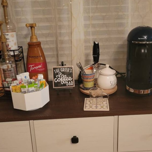 Personalized Coffee Bar Ceramic Tile Sign W/easel, Farmhouse Tiered ...