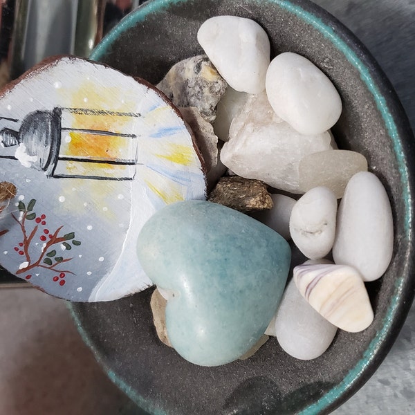 Small Wooden Box Hand Painted With Mountain View and Birch Trees ...