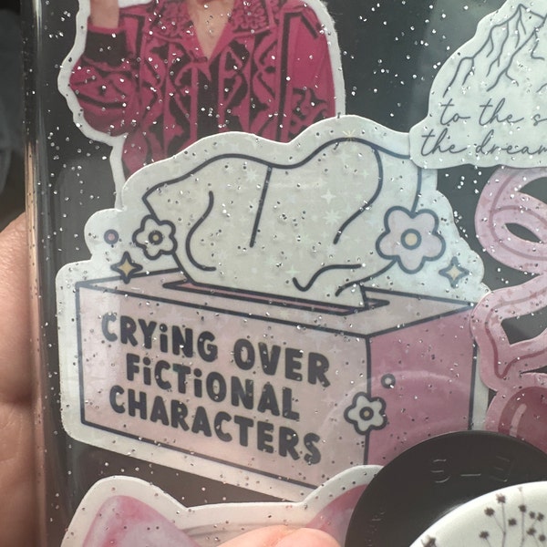 Crying Over Fictional Characters Holographic Sticker | Booktok, Kindle ...
