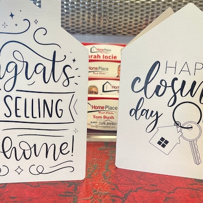 SET of Greeting Cards Happy Closing Day Real Estate Agent Card Home ...