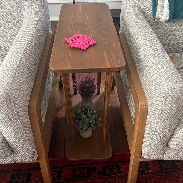 Narrow Side Table for Livingroom, Couch Table, Walnut Wood Sofa Table ...