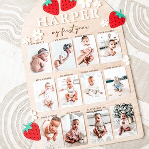 First Year Birthday Board Monthly Milestone Photo Board One Year of My ...