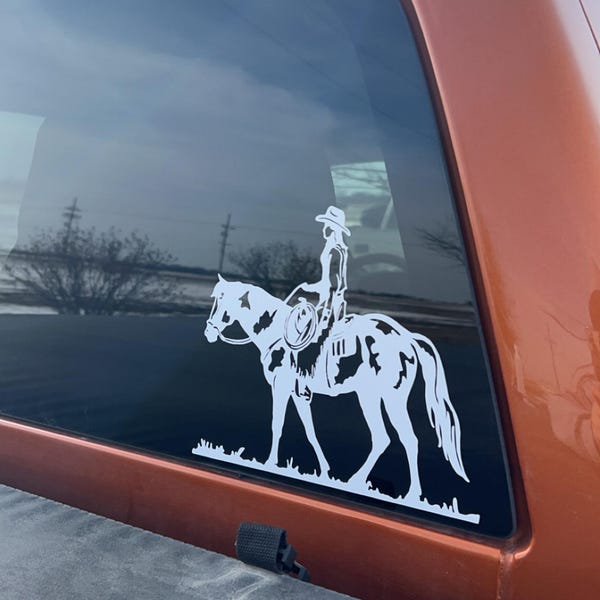 Cowboy Decal Contour Cut Vinyl Decal Equestrian Car Truck Trailer ...