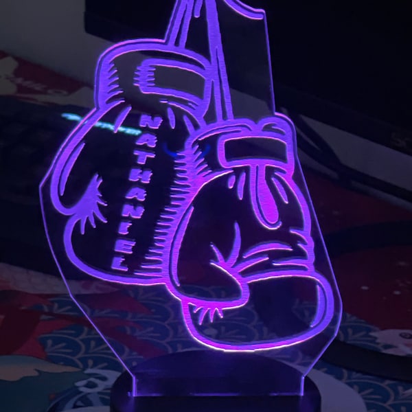 Light up Boxing Gloves, Custom Engraved Night Light, Personalized Free ...