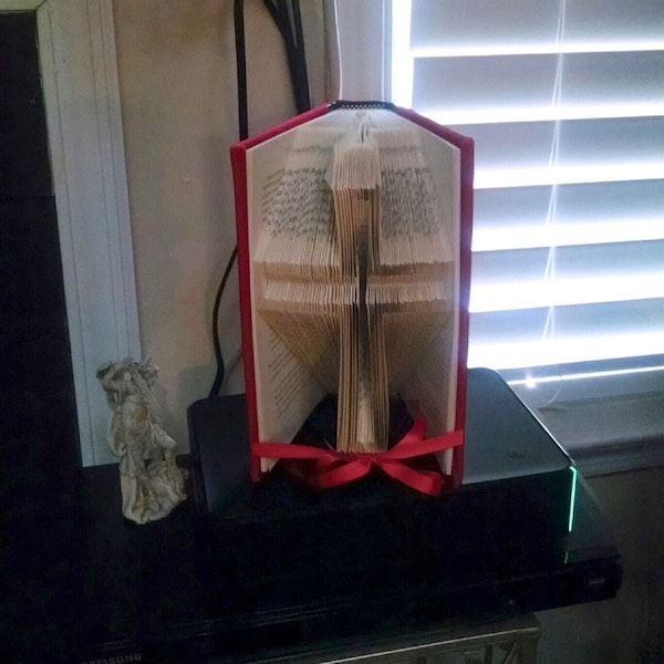 Folded Book Art, Cross Sculpture, Book Sculpture, Unique Present, for ...