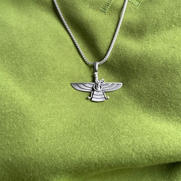 Faravahar Ahura Mazda Handmade Silver Necklace, Ancient Persia Silver ...