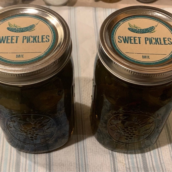 Rubber Stamp Pickle Kraft Paper Canning Jar Labels, Dill, Sweet, Bread ...