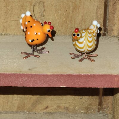 Glas Miniatuur Kippen Duo Verzamelobjecten Pasen Decoratie Miniatuur ...