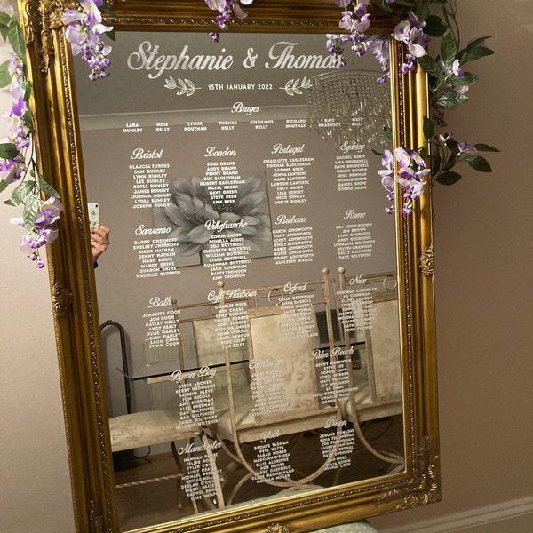 Mirror Wedding Table Plan Mirror Seating Chart Full Length Vinyl Decals ...