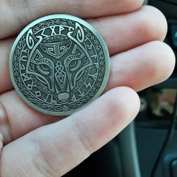 FENRIR Coin, FENRIR Pendant, FENRIR Keychain, Fenrir Pin Badge 33 Mm, 1 ...
