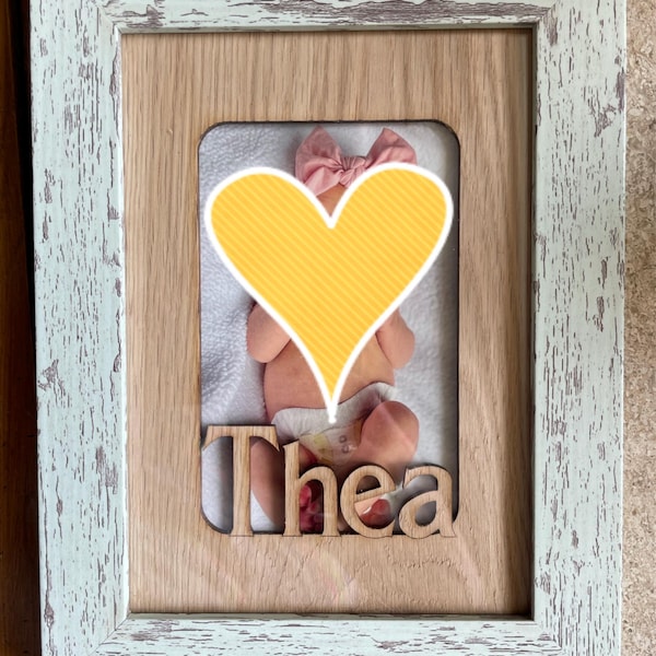 THE ORIGINAL Custom Oak Name Picture Frame Mat, 5x7 Personalized Gift ...