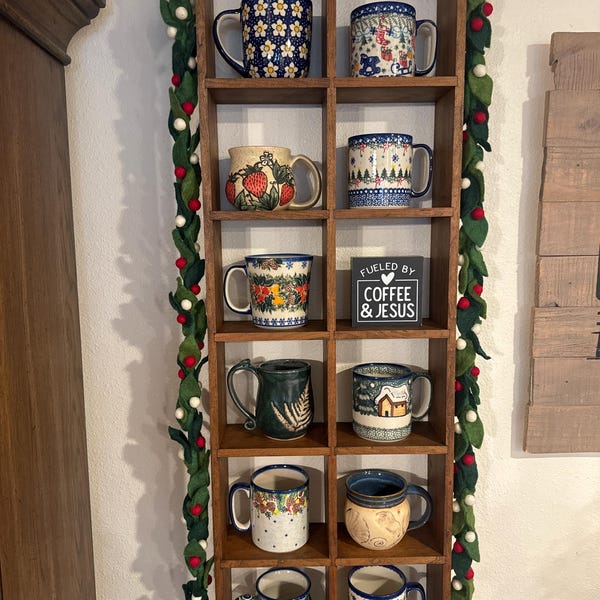 Coffee Cup Storage~coffee Mug Display Shelf~coffee Cup Shelf~wooden ...