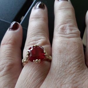 Asscher Cut Ruby Engagement Ring, Ruby Asscher Cut Vintage Ladies ...