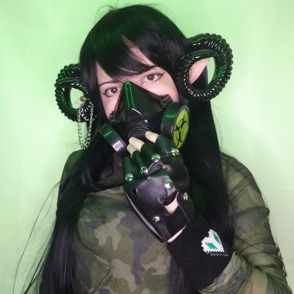 Black Gothic Mask Cyber Gothic Gas Mask E Girl Fashion Masks BIOHAZARD ...