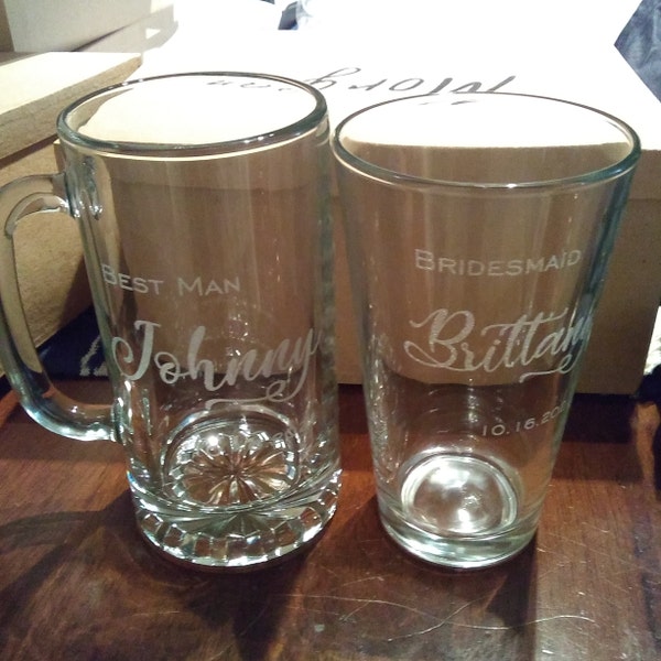 Glass Mugs Set of 4, Beer Lover Gifts, Groomsmen Gifts, Best Man Gift ...