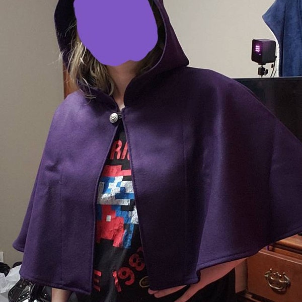 Wool Cloak - Half-circle Cloak - Black Cloak - Hooded Cloak - Cloak ...