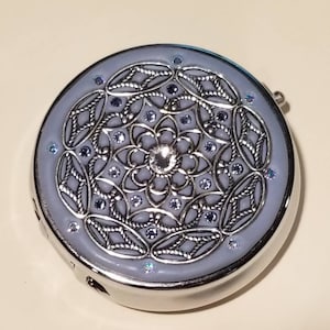 PICK YOUR COLOR Pill Box Case Organizer/ Mint Box With Real Crystals ...