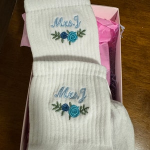 Custom Wedding Socks Silver Embroidered Custom Bride Socks Bridesmaid ...