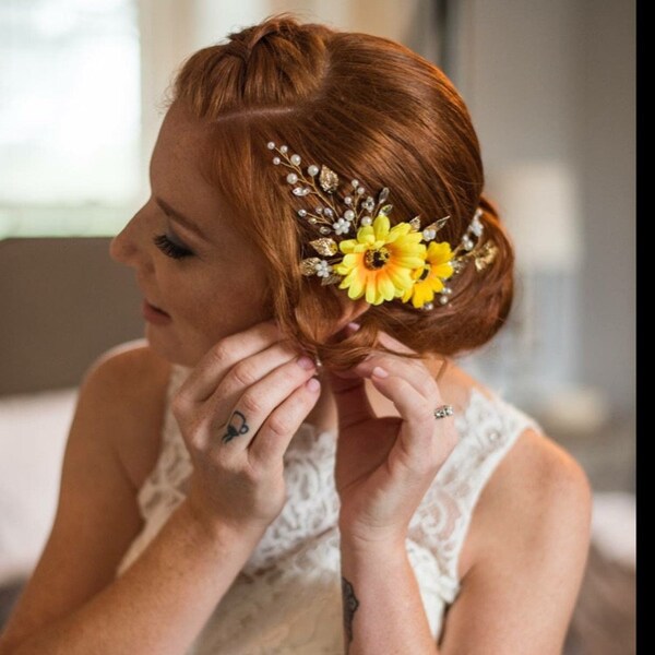 Sunflower Bridal Headpiece Sunflower Hair Comb Sunflower Headband ...