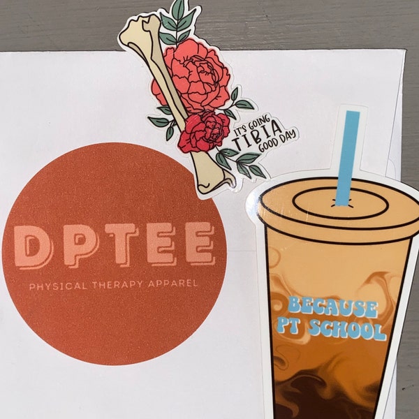 Because PT School Iced Coffee Sticker, Physical Therapist, DPT Sticker ...