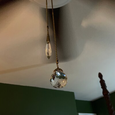 Set of Two, Clear Crystal Ceiling Fan Pulls, Light Pull, Fan Pull ...
