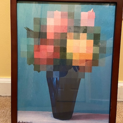 Bouquet III Vintage Painting Poster Print Pixelart Flowers Minecraft - Etsy