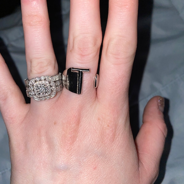 Sterling Silver Initial Ring, Personalized Silver Band Ring, Solid Silver Personalized Open Ring ...