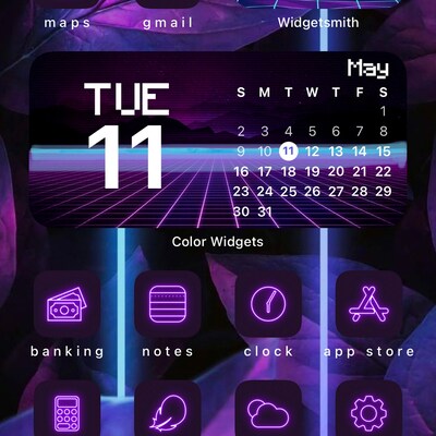 Neon App Icons Aesthetic Ios Icons iPhone Icon Pack Neon - Etsy