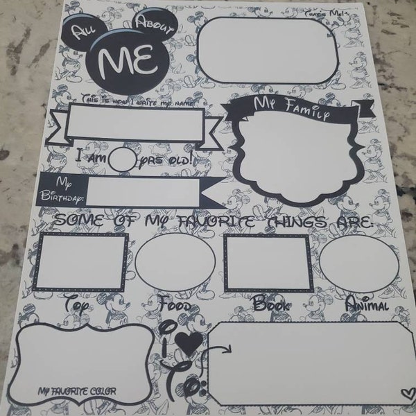 ALL ABOUT ME Mickey Themed - Printable in 8x10, 11x14, 16x20, 22x28 ...