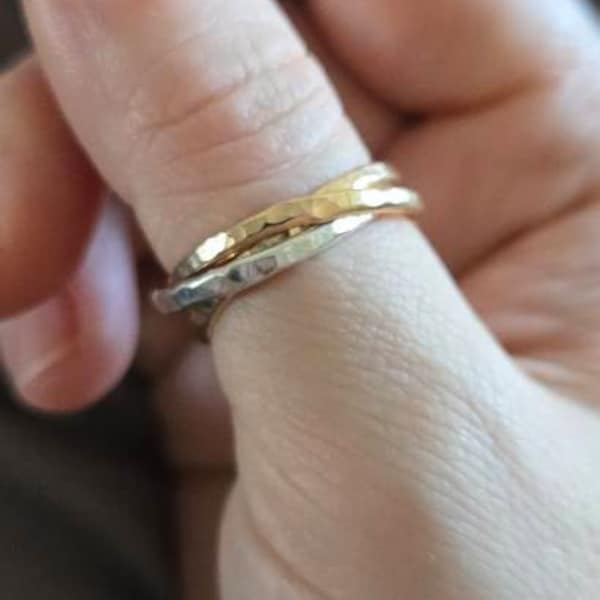 14k Gold and 925 Silver Russian Twist Ring, Gift for Her, Interlocking ...