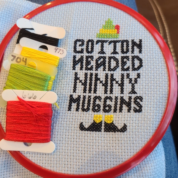 Buddy the Elf Cotton Headed Ninny Muggins Christmas Ornament Cross ...