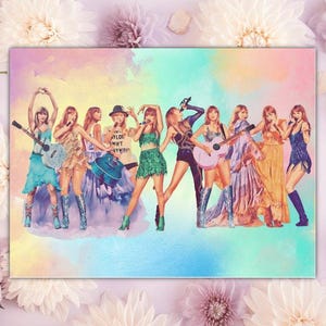 Taylor Swifties Eras Tour Multi Size Rainbow Background Concert Poster ...