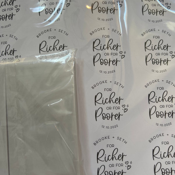 For Richer or Poorer Lotto Favor Stickers, Wedding Lotto Ticket Favors ...