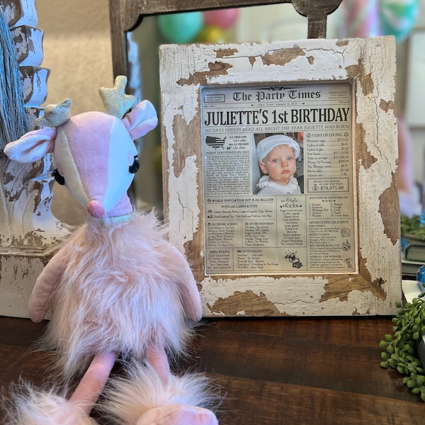 1st Birthday Newspaper Poster Sign, 1st Birthday Gift for Son or ...