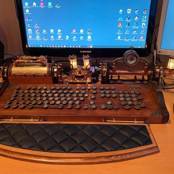 Set of Steampunk neo-victorian, Antique Look Mechanical Keyboard With ...