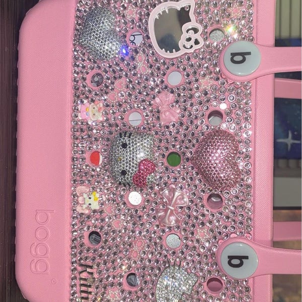 Handmade Blinged Out Glass Rhinestones Pink Bow Kitty Cell Phone Case ...