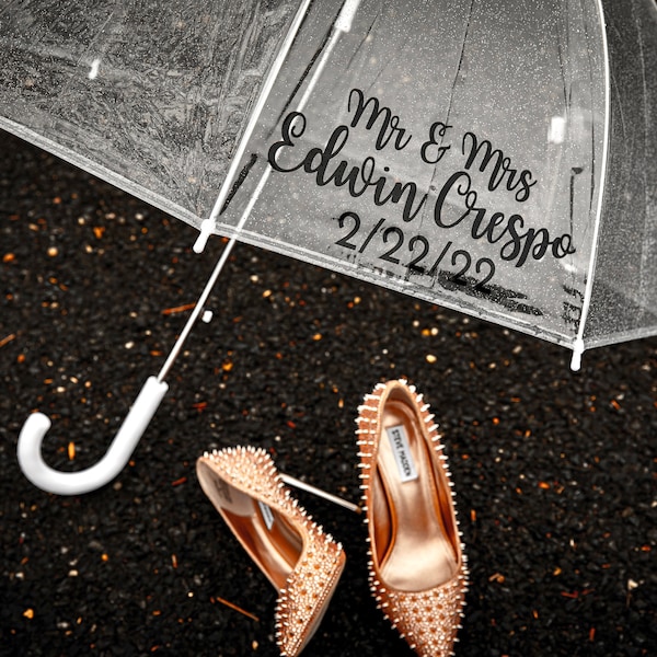Personalized Mr and Mrs Clear Bubble Wedding Umbrella: Engagement Photo ...