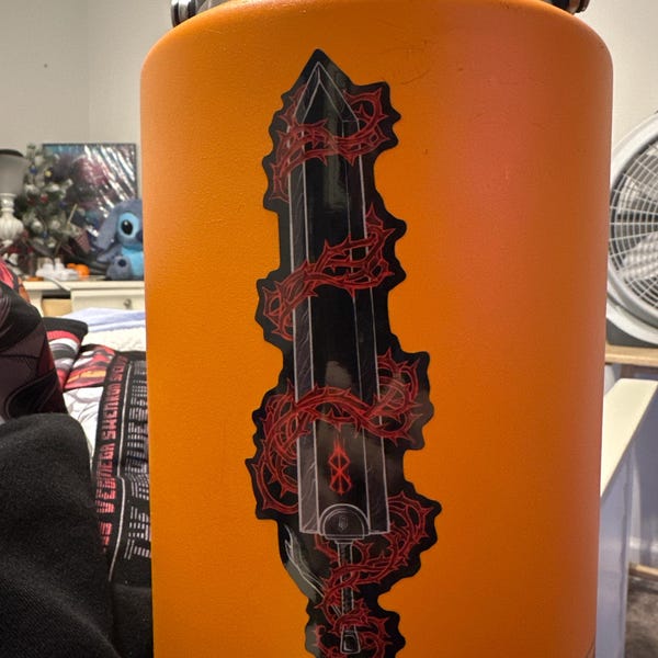 Dragonslayer Sword Sticker, Guts’ Sword Waterproof Vinyl Sticker, Dark ...