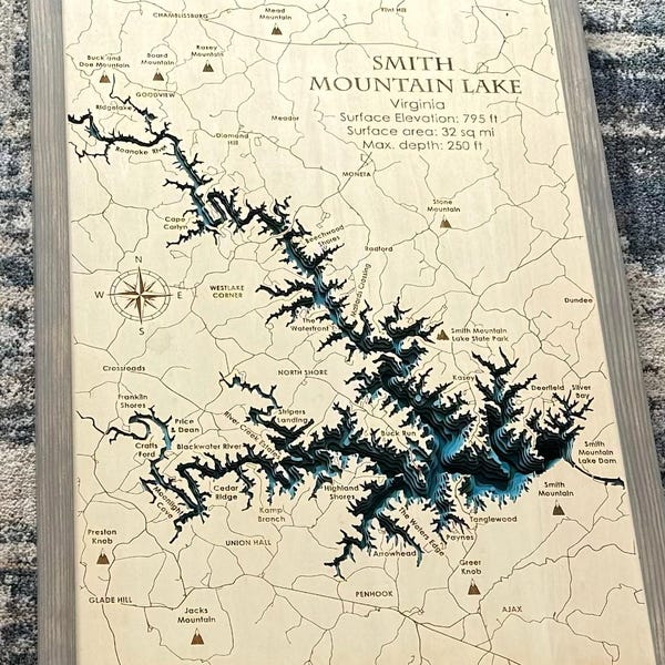 Digital File DXF, AI, SVG Custom Map Wood Bathymetric Map , Custom Wood ...