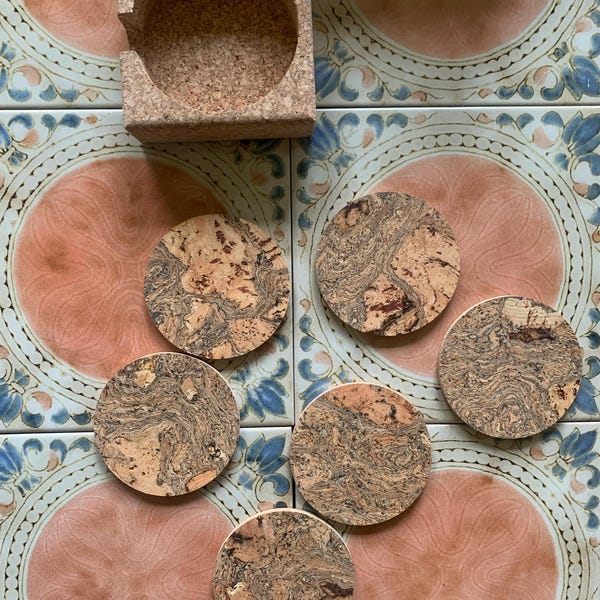 Portugal Cork Table Mats Placemats Set, Rectangular, Stain Heat Water ...