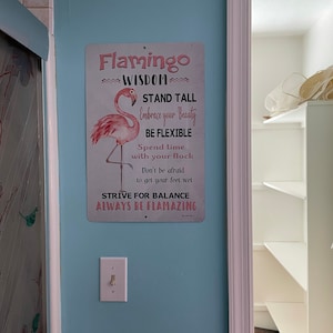 Pink Flamingo Wisdom Metal Sign With Inspirational Sayings Coastal ...